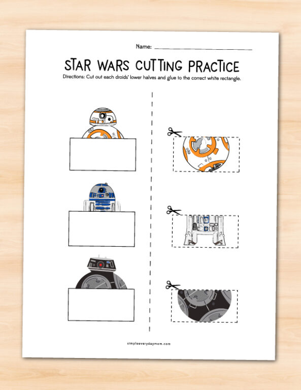 Star Wars Cutting Practice Worksheets For Early Learners