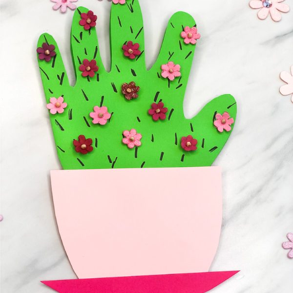 Handprint Cactus Mother's Day Card Craft For Kids