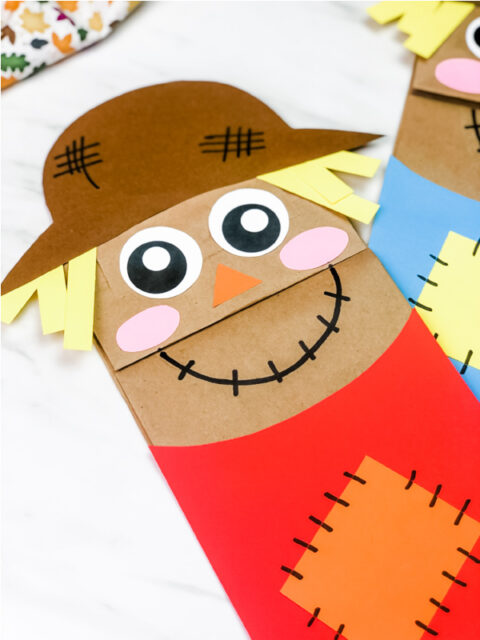 CUTEST Paper Bag Scarecrow Puppet Craft For Kids [Free Template]