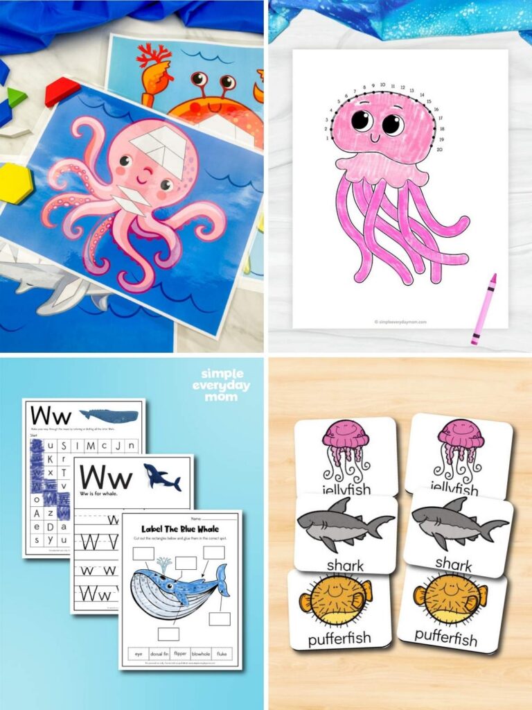 Ocean Animals Color By Numbers for Kindergarten