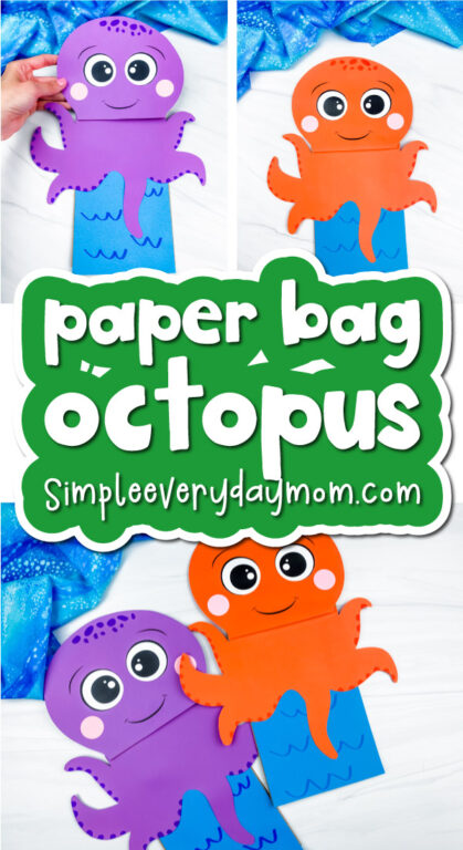 Octopus Paper Bag Puppet Craft [Free Template]
