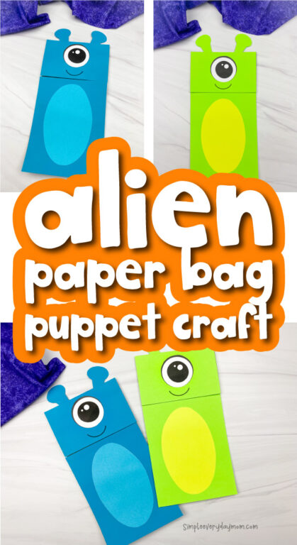 Alien Paper Bag Puppet Craft [FREE Template]