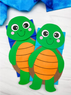 Turtle Paper Bag Puppet Craft [FREE Template]