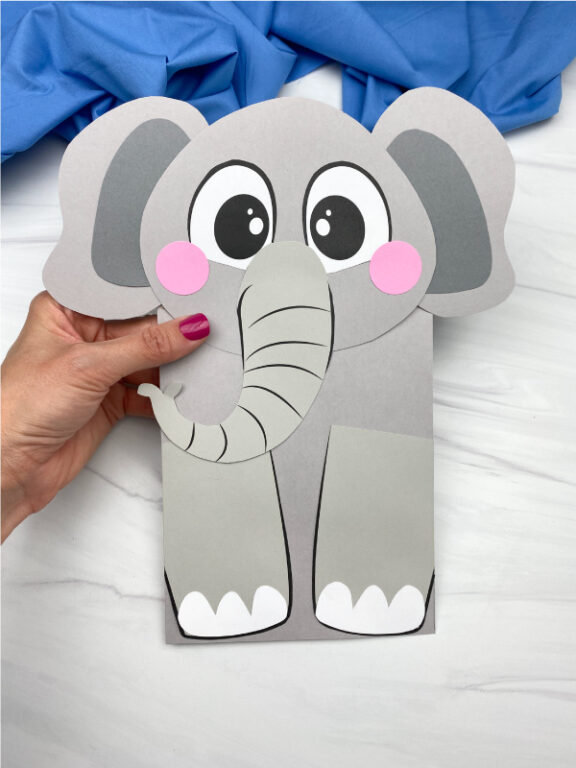Elephant Paper Bag Puppet Craft [Free Template]