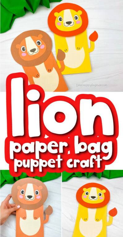 Paper Bag Puppet Lion Craft For Kids [Free Template]