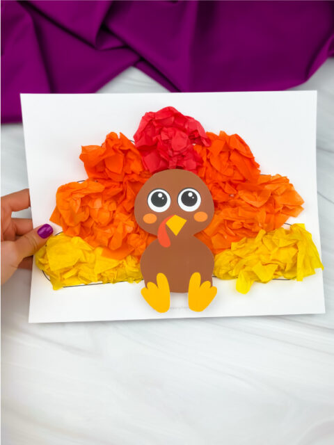 Tissue Paper Turkey Craft For Kids [Free Template]