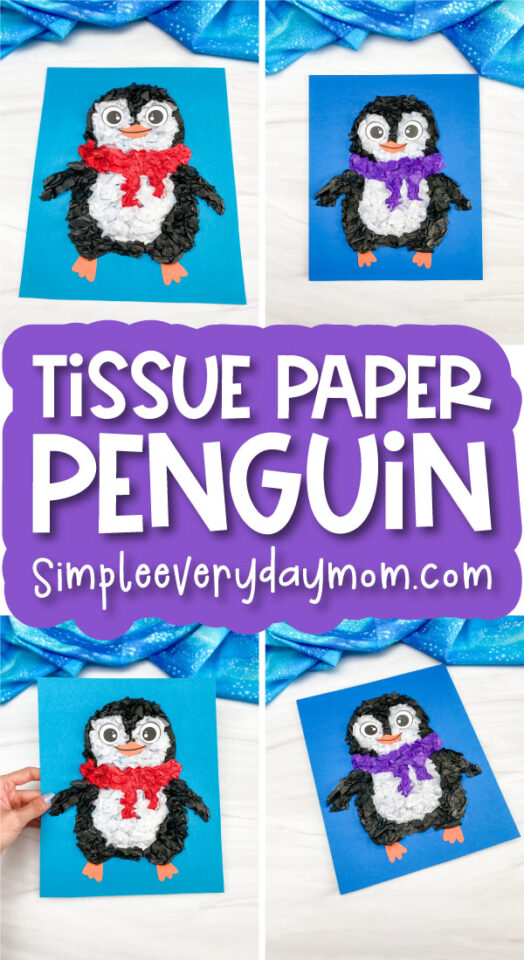 Penguin Tissue Paper Craft For Kids [Free Template]