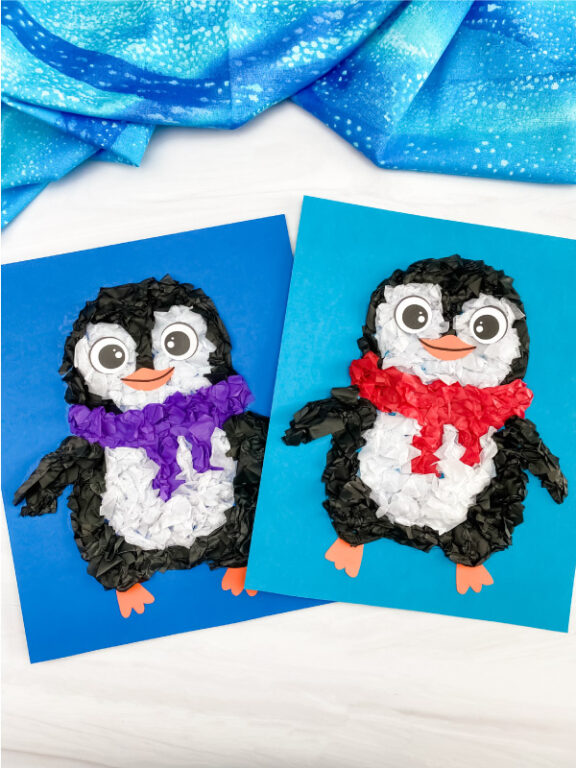 Penguin Tissue Paper Craft For Kids [Free Template]