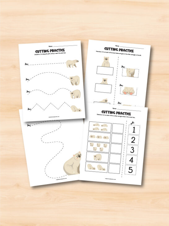Free Printable Polar Bear Cutting Activity Pages