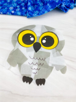 Snowy Owl Contact Paper Craft For Kids [Free Template]