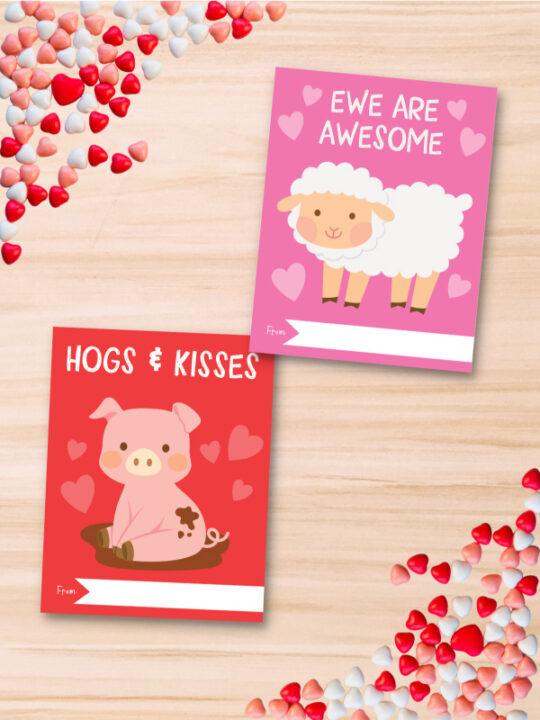 FREE Printable Farm Valentines Cards For Kids