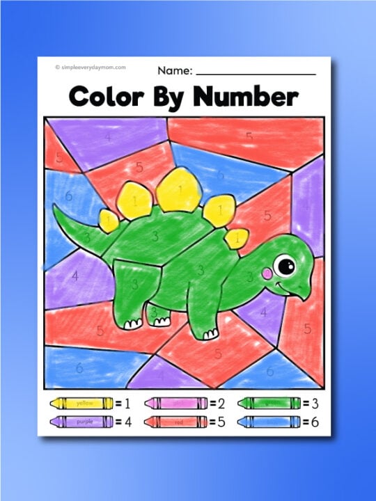 Dinosaur Color By Numbers For Kids