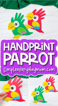 Handprint Parrot Craft For Kids [Free Template]
