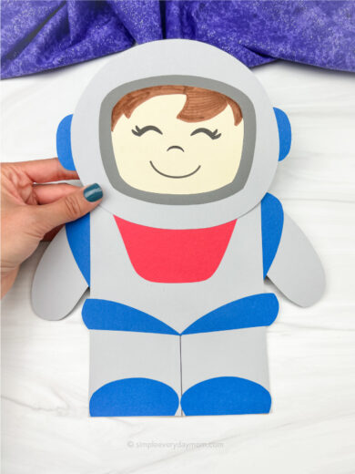 Astronaut Paper Bag Puppet Craft [Free Template]