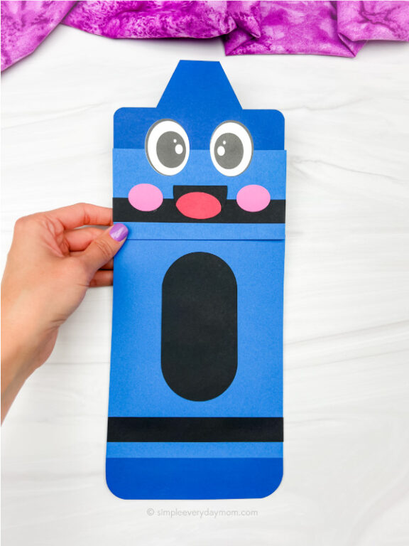 Crayon Paper Bag Puppet Craft For Kids [Free Template]