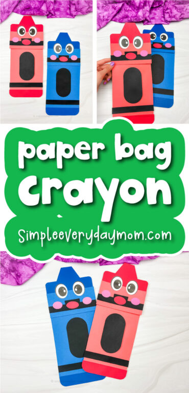 Crayon Paper Bag Puppet Craft For Kids [Free Template]