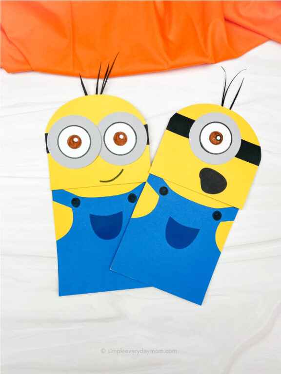 Minion Paper Bag Puppet Craft For Kids [Free Template]