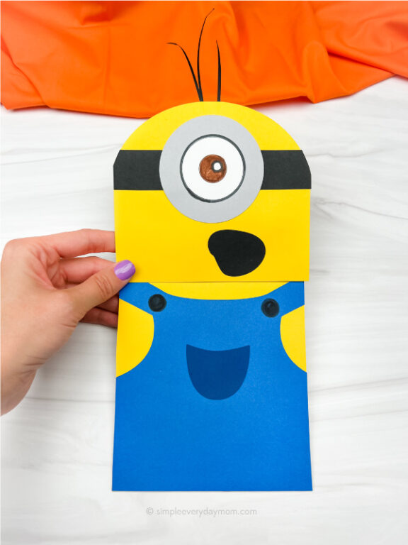 Minion Paper Bag Puppet Craft For Kids [Free Template]