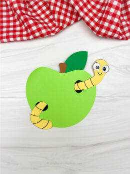 Cute Worm In Apple Craft For Kids [Free Template]