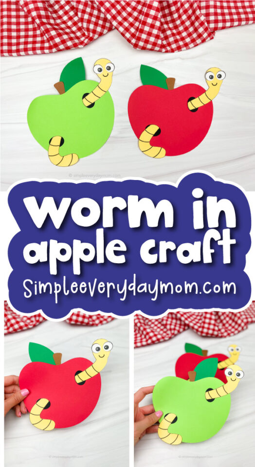 Cute Worm In Apple Craft For Kids [Free Template]
