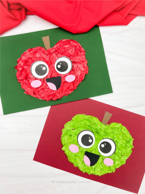 Tissue Paper Apple Craft For Kids [Free Template]