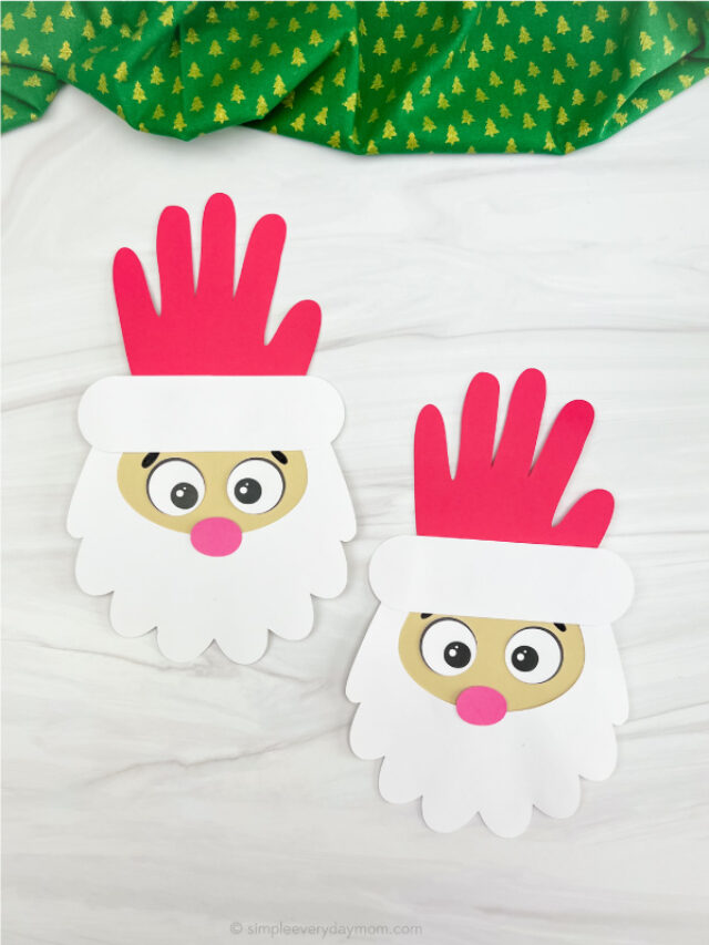 Santa Handprint Card Craft For Kids [Free Template] Story - Simple ...