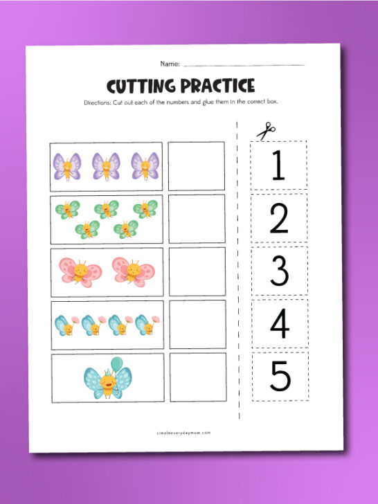 Butterfly Cutting Practice Worksheets For Kids [Free Printable]