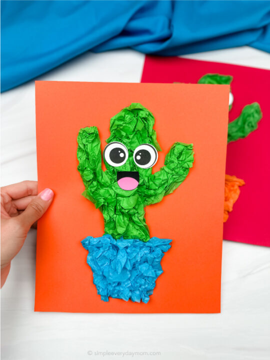 Cactus Tissue Paper Craft For Kids [Free Template]