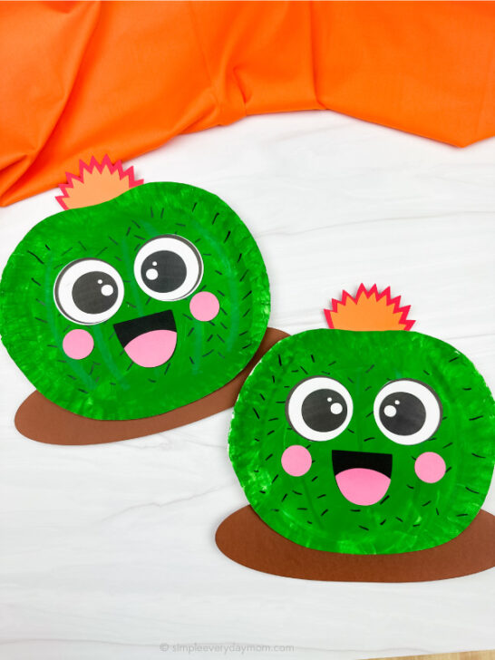 Paper Plate Cactus Craft For Kids [Free Template]