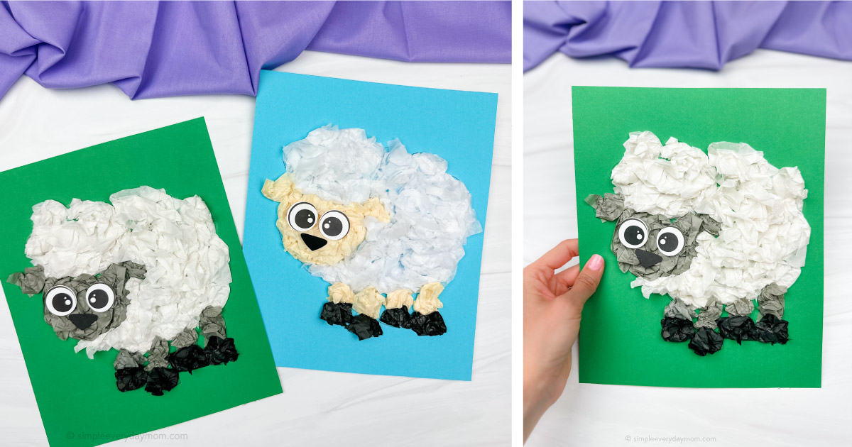 Sheep Tissue Paper Craft For Kids W/Template