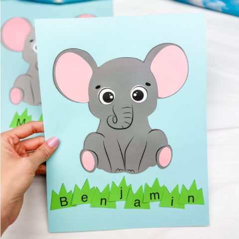 Elephant Name Craft For Kids W/Editable Template