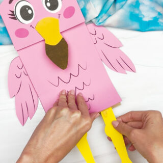 Flamingo Paper Bag Puppet Craft For Kids [Free Template]