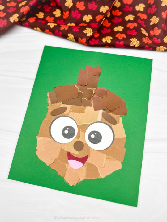 Torn Paper Acorn Craft For Kids [Free Template]