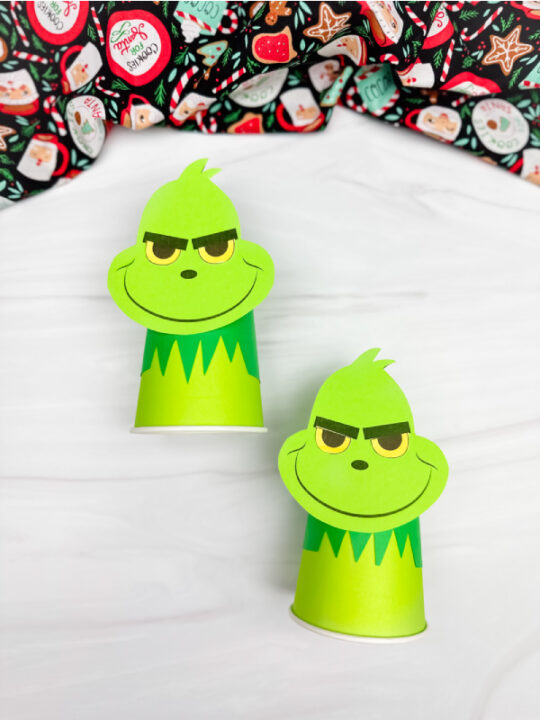 Easy & Cute Grinch Cup Craft For Kids [Free Template]