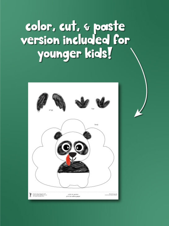 Panda Turkey Disguise Craft For Kids [Free Template]