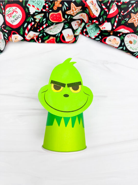 Easy & Cute Grinch Cup Craft For Kids [Free Template]