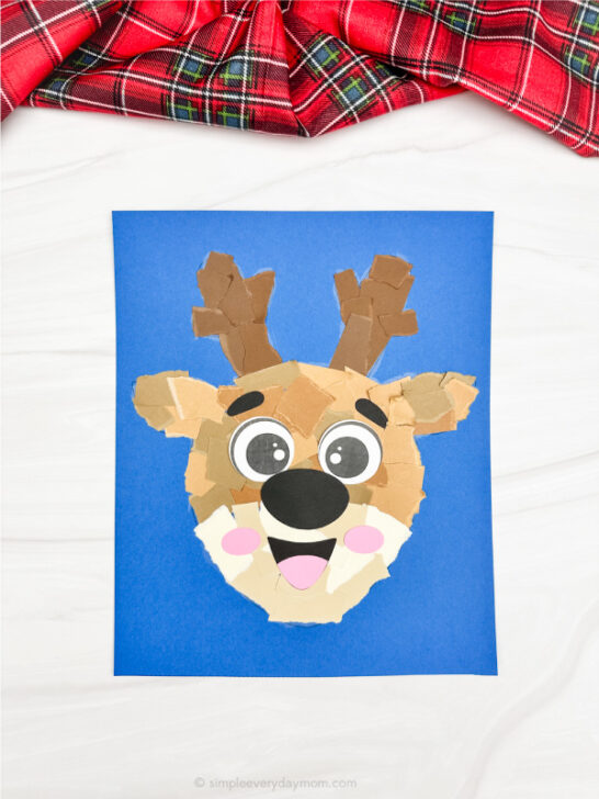 Torn Paper Reindeer Craft For Kids [Free Template]