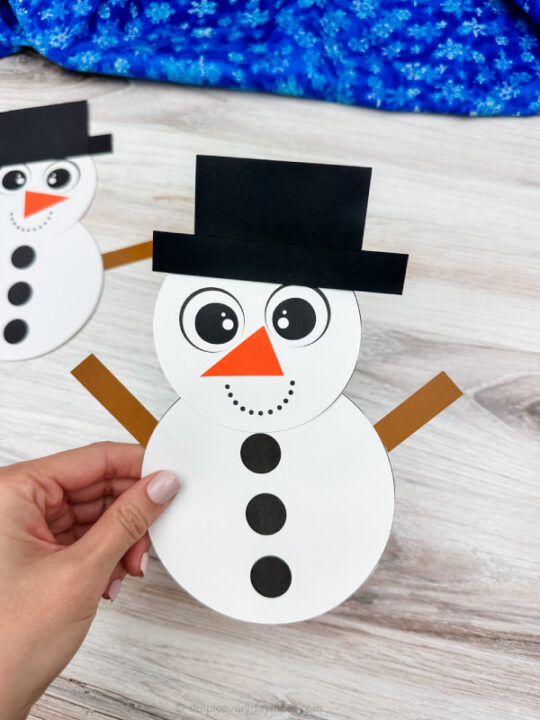 Snowman Shape Craft For Kids [Free Template]