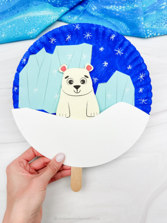 Moving Polar Bear Paper Plate Craft [Free Template]