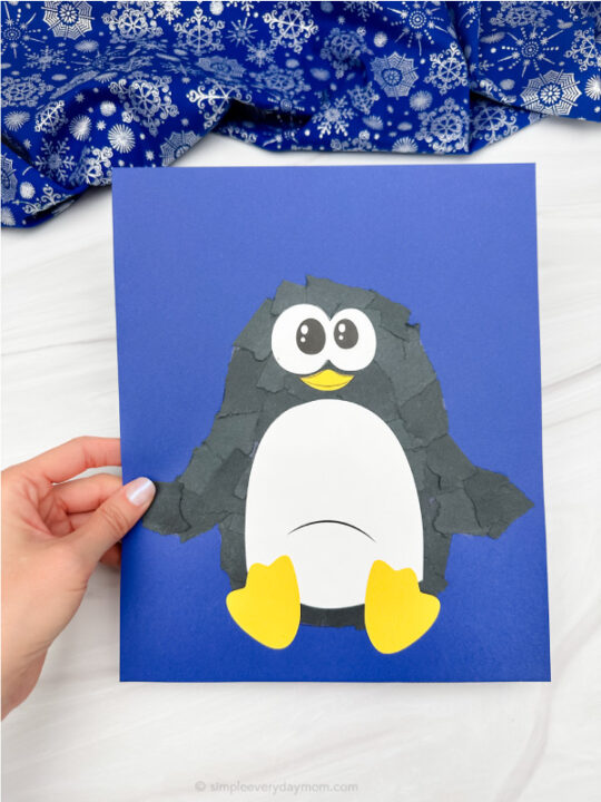 Torn Paper Penguin Craft For Kids W/PDF Printable Template