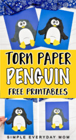 Torn Paper Penguin Craft For Kids W/PDF Printable Template
