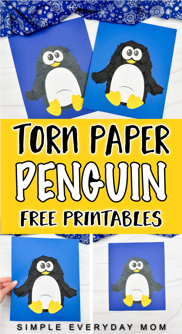 Torn Paper Penguin Craft For Kids W/PDF Printable Template