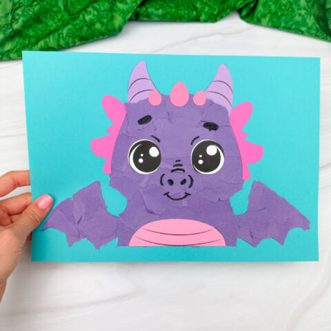 Torn Paper Dragon Craft For Kids [Free Template]
