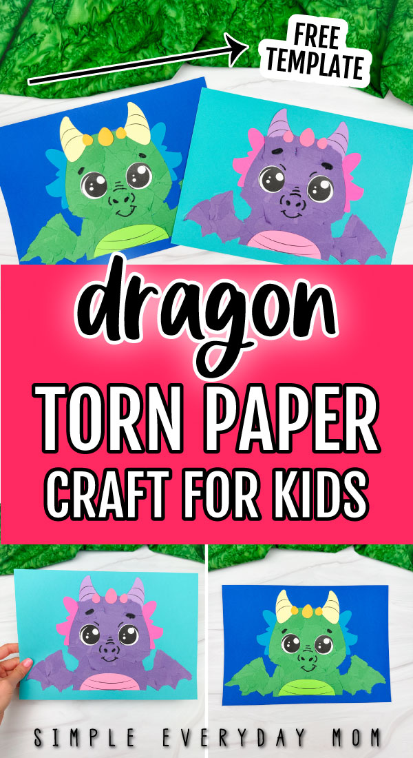 Torn Paper Dragon Craft For Kids [Free Template]