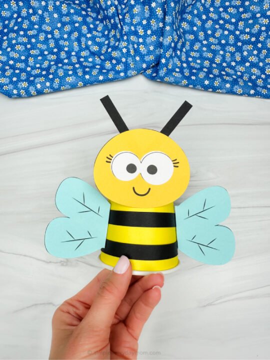 Cute Bee Paper Cup Craft For Kids [Free Template]