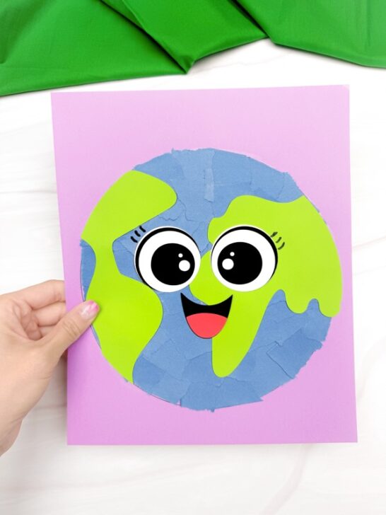 Torn Paper Earth Craft For Kids (Free Template)
