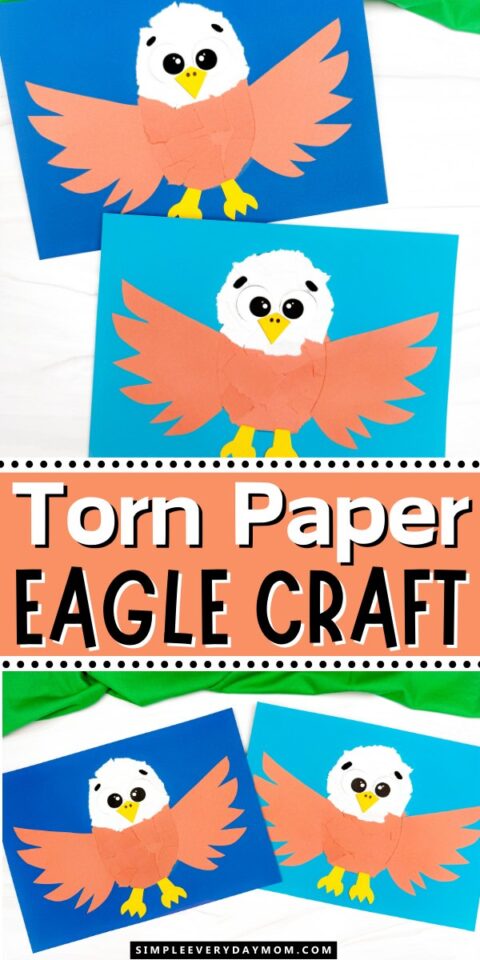 Torn Paper Eagle Craft For Kids (Free Printable Template)