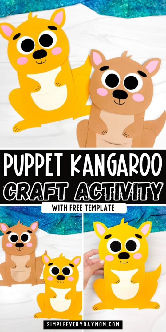 Cute Kangaroo Paper Bag Puppet (Free Template)