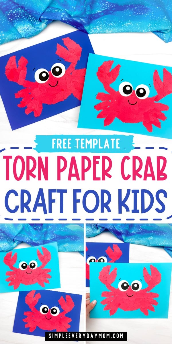 Torn Paper Crab Craft For Kids (Free Template)