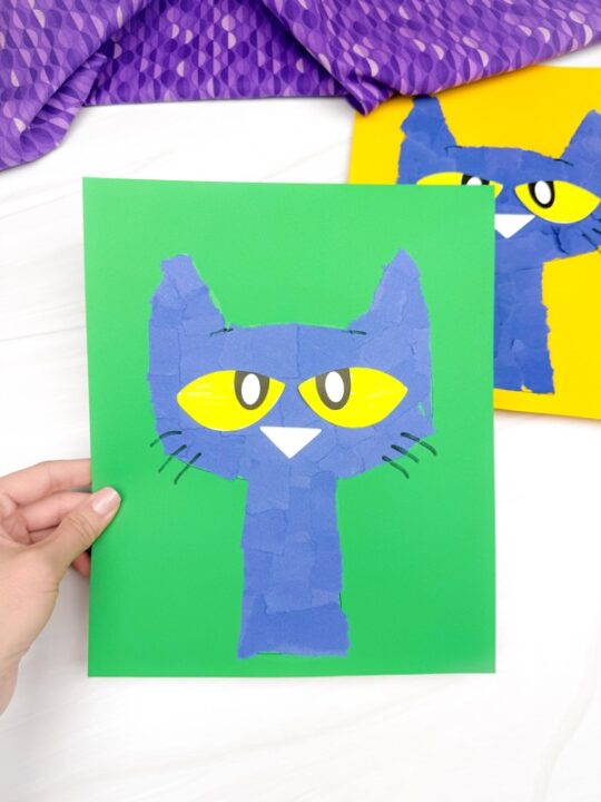 Torn Paper Pete the Cat For Kids (Free Template)